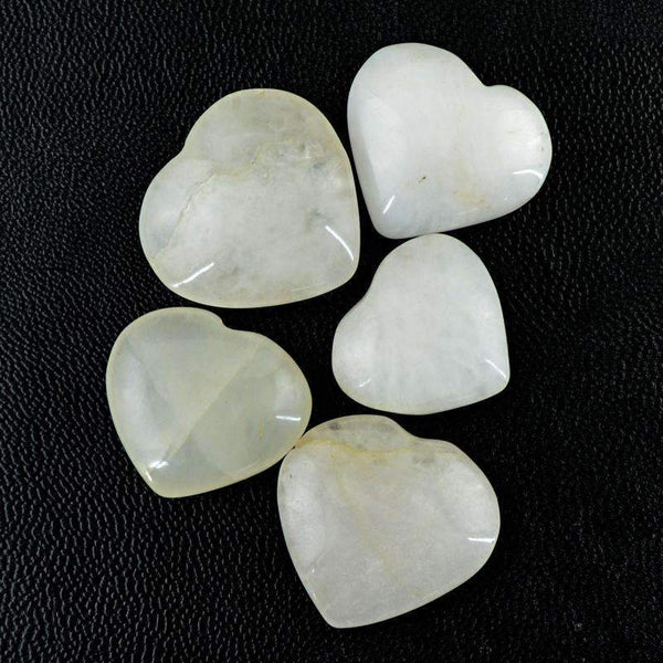 White Agate Gemstone Lot Natural Carved Heart Shape