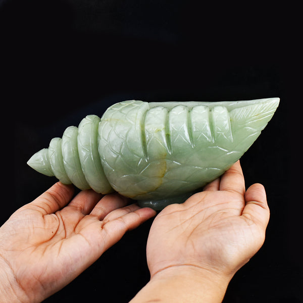Beautiful 5398.00 Cts Genuine Aventurine Hand Carved Crystal Conch Gem