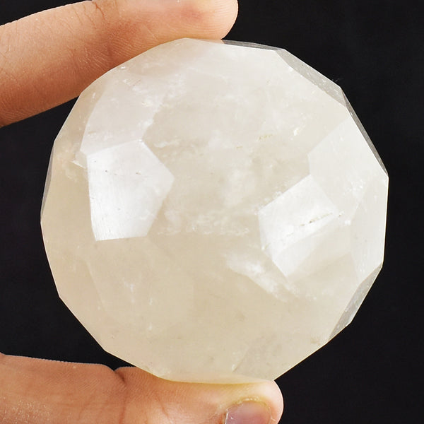 Natural 1205.00 Cts Genuine White Quartz Hand Carved Faceted Crystal H