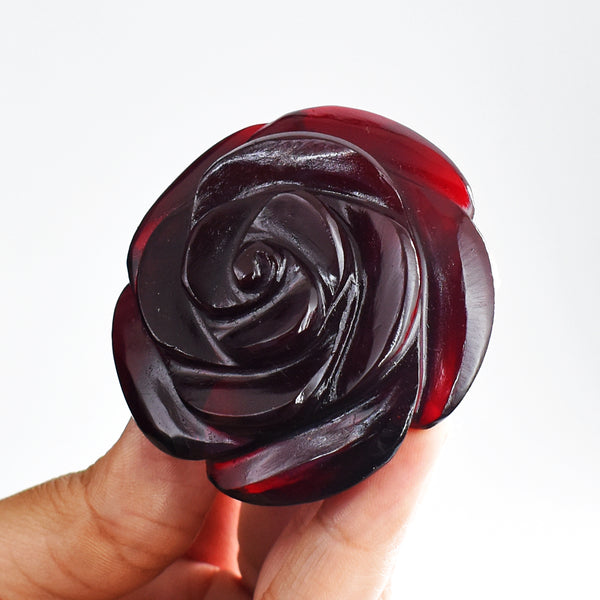408.00 Cts Genuine Exclusive Onyx Hand Carved Crystal Rose Flower Gems