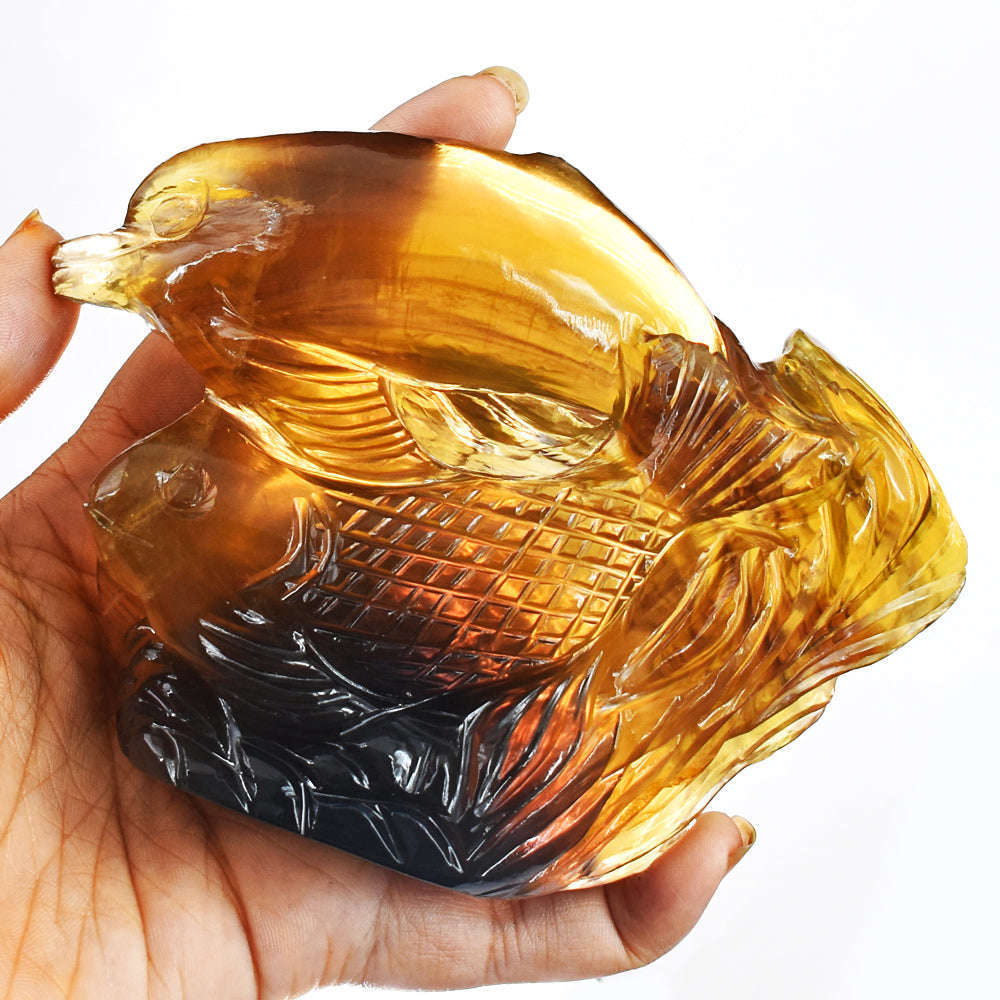 Gorgeous Multicolor Fluorite Hand Carved Genuine Dolphin & Fish Gemsto