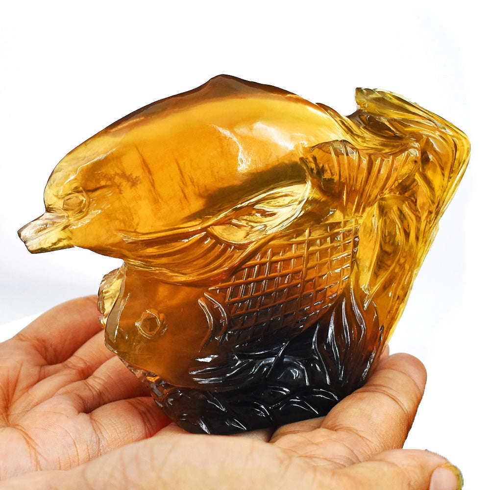 Gorgeous Multicolor Fluorite Hand Carved Genuine Dolphin & Fish Gemsto