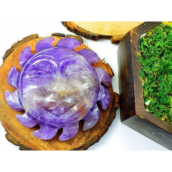 Amazing Bi-Color Amethyst Carved Sun Face