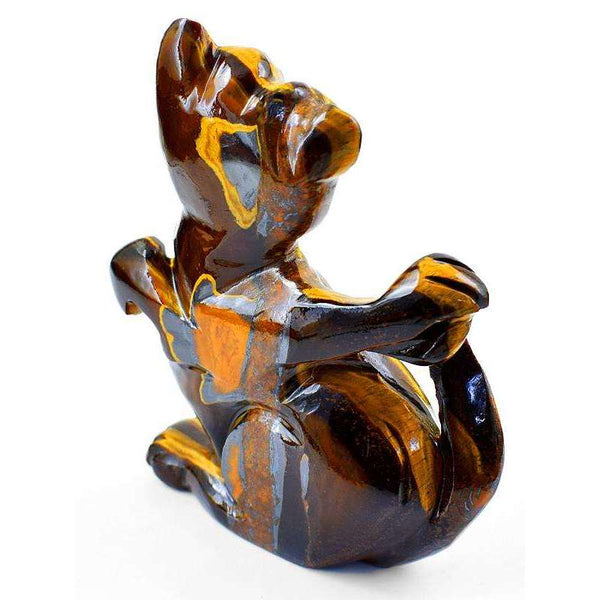 Amazing Golden Tiger Eye Carved Hello Kitty Cat