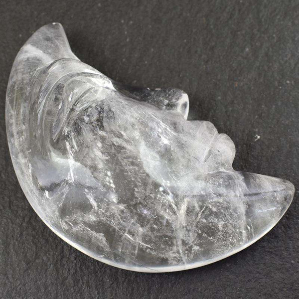 Amazing White Quartz Hand Carved Moon Face