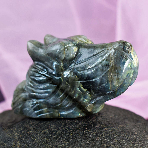 Artisian Labradorite Hand Carved Genuine Crystal Gemstone Carving Dog