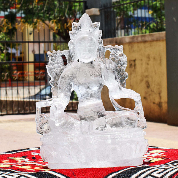 Awesome White Quartz Hand Carved Genuine Crystal Goddess Carving Gemst