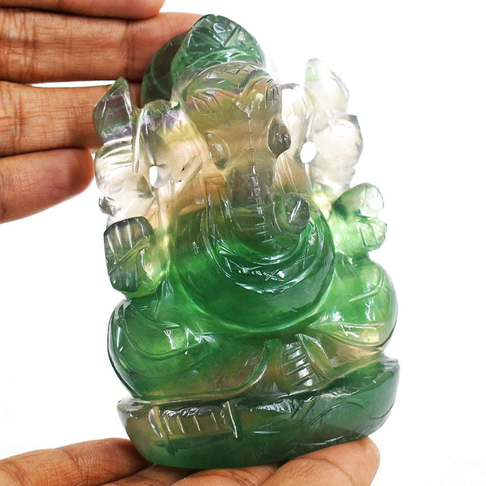 Beautiful Multicolor Fluorite Hand Carved Lord Ganesha Carving