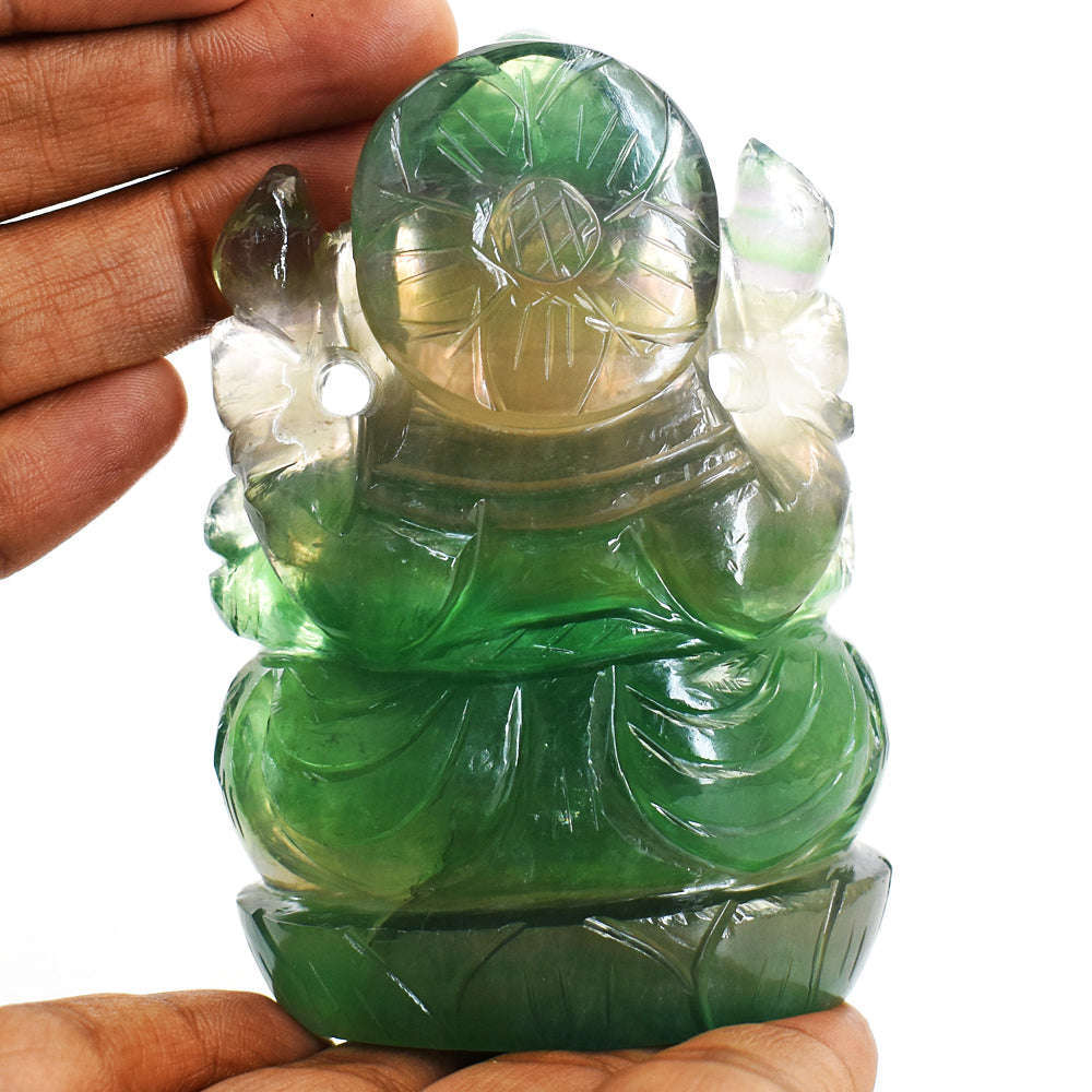 Beautiful Multicolor Fluorite Hand Carved Lord Ganesha Carving