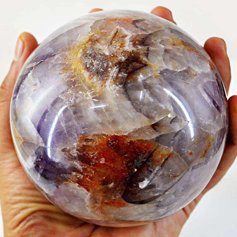 Genuine Bi-Color Amethyst Huge Size Carved Healing Ball