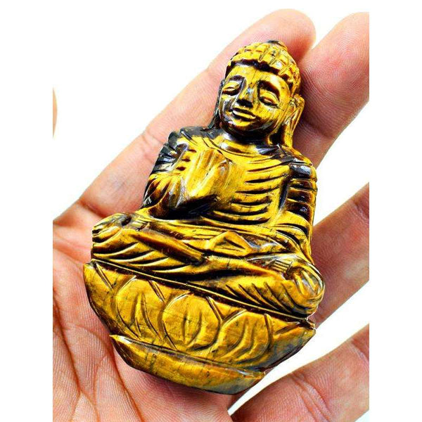 Genuine Golden Tiger Eye Carved Lord Buddha Statue