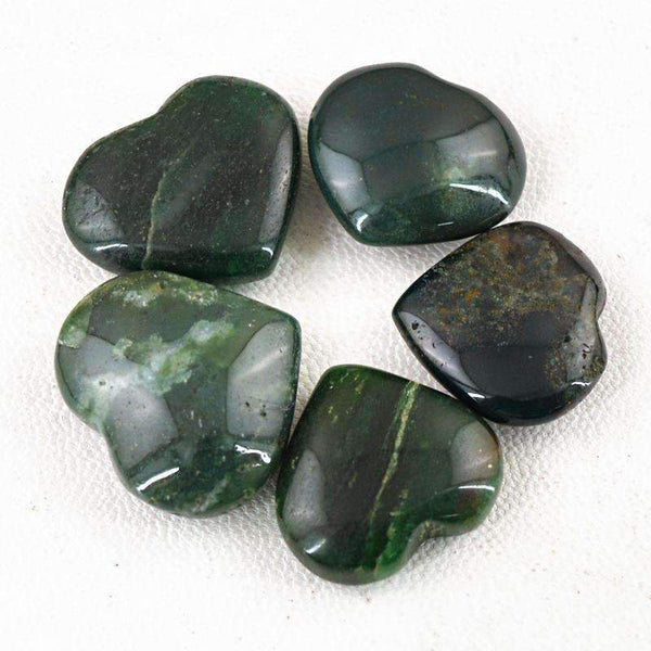 Genuine Green Jasper Gemstone Lot - Natural Heart Shape