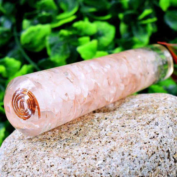 Genuine Pink Rose Quartz Carved Healing Massage Wand