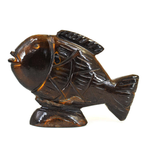 Genuine Tiger Eye Hand Carved Genuine Crystal Gemstone Carving Fish