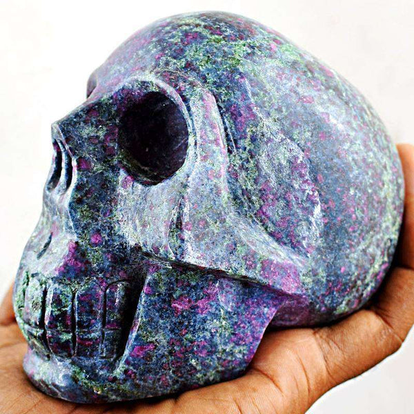 Hand Carved Ruby Zoisite Human Skull