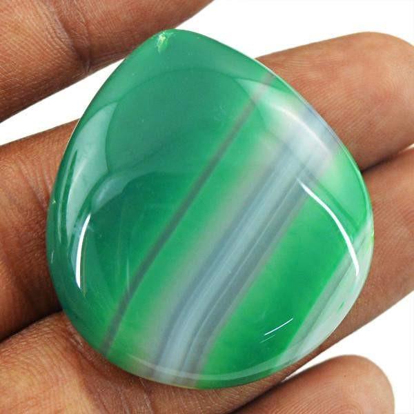Natural Green Striped Onyx Pear Shape Gemstone