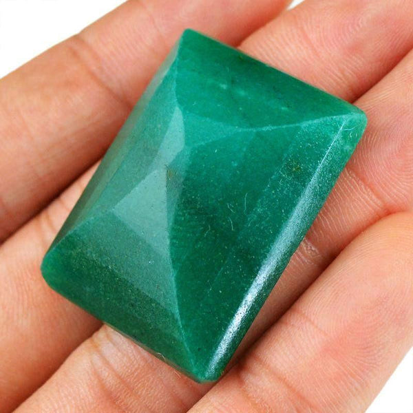Natural Rectangular Shape Green Emerald Gem