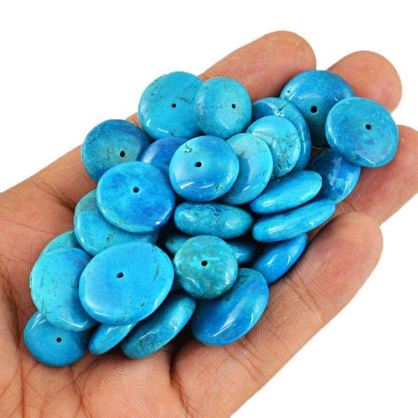 Natural Turquoise Beads Lot - Drilled Round Shape