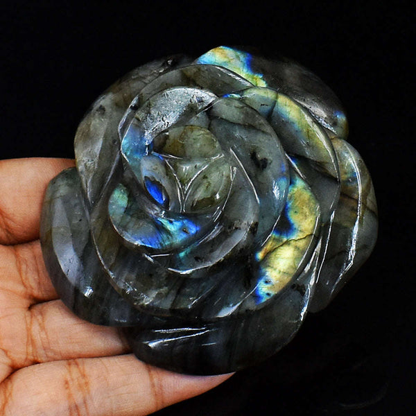 Stunning Amazing Flash Labradorite Hand Carved Rose